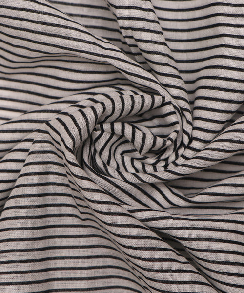 White Colour Lining Print Cotton Fabric ( 3 Meter)