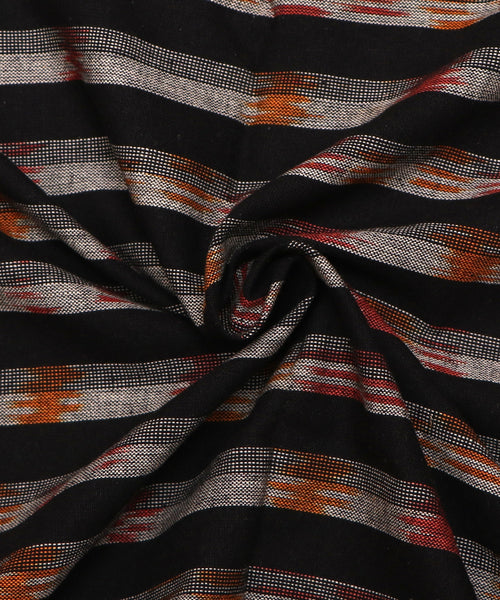 Black Colour Lining Pattern Ikat Fabric ( 5 Meter)