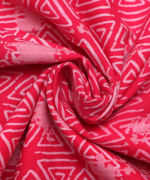 Pink Colour Geometric Print Cotton Fabric ( 1 Meter )