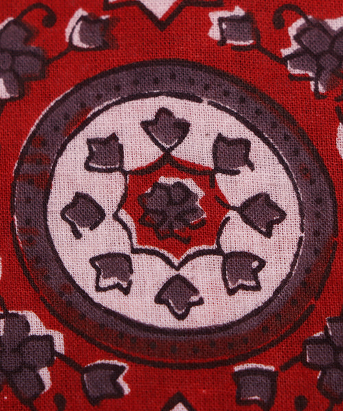 Brick Colour Geometric Print Cotton Fabric ( 1 Meter)