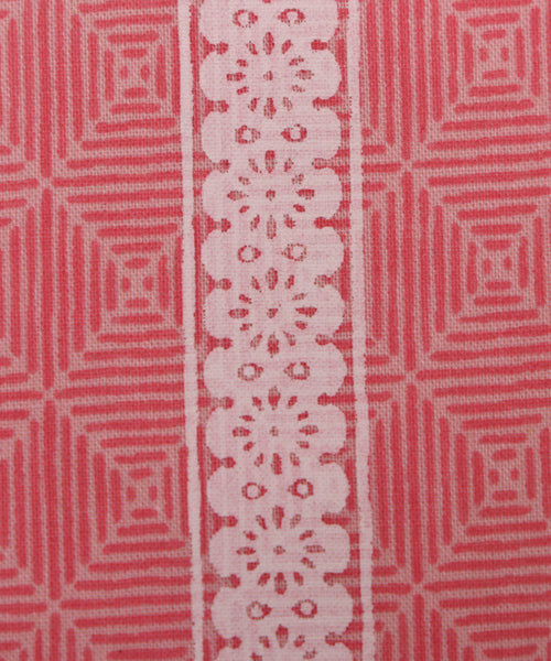 Peach Colour Geometric Print Cotton Fabric ( 1 Meter )