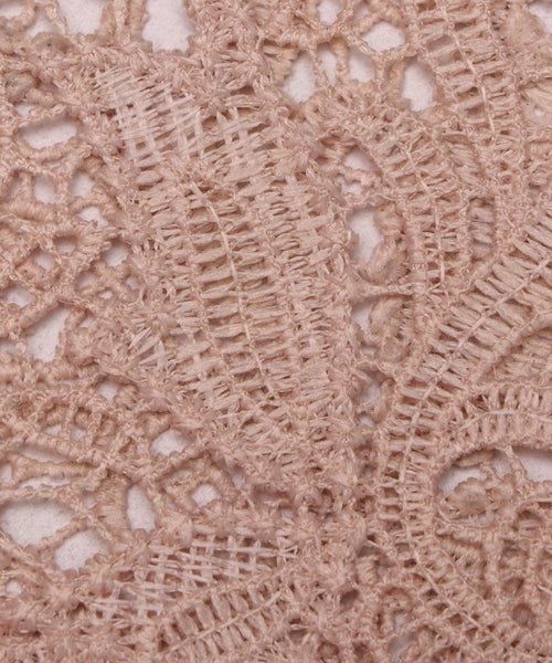 Creamish Colour Leaf Crosia Fabic