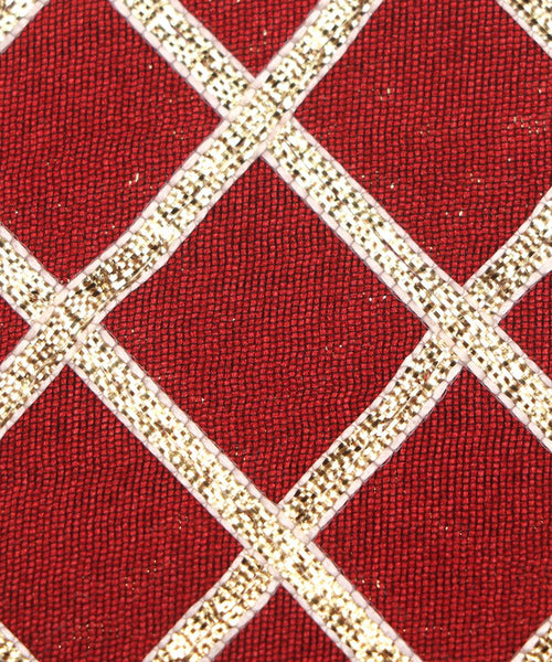 Maroon Colour Checks Pattern Gotta Raw Silk Fabric