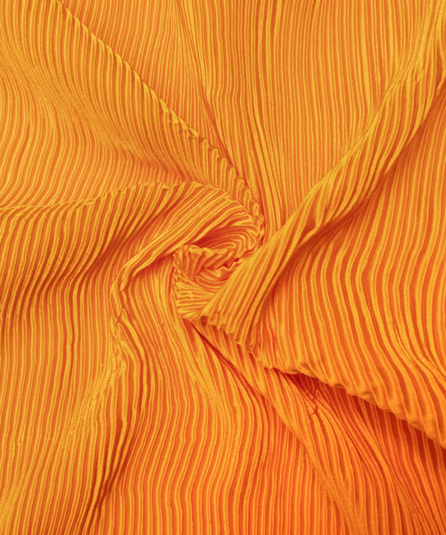 Turmeric Yellow Colour Plain Pleated Satin Fabric